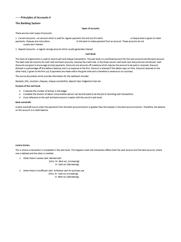 Cash Book Notes | PDF | Payments | Debits And Credits