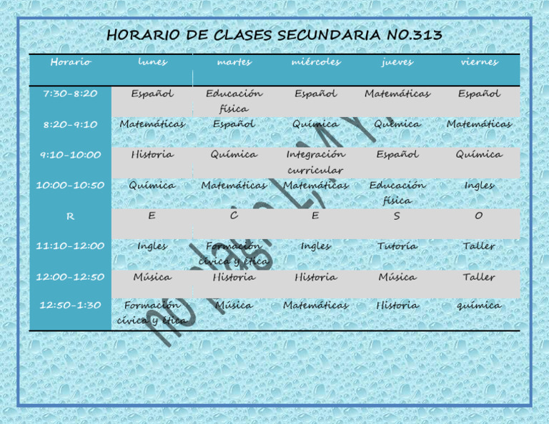 Horario de Una Escuela | PDF