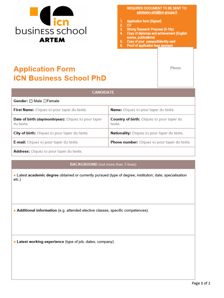 PHD Application Form | Download Free PDF | Doctor Of Philosophy ...