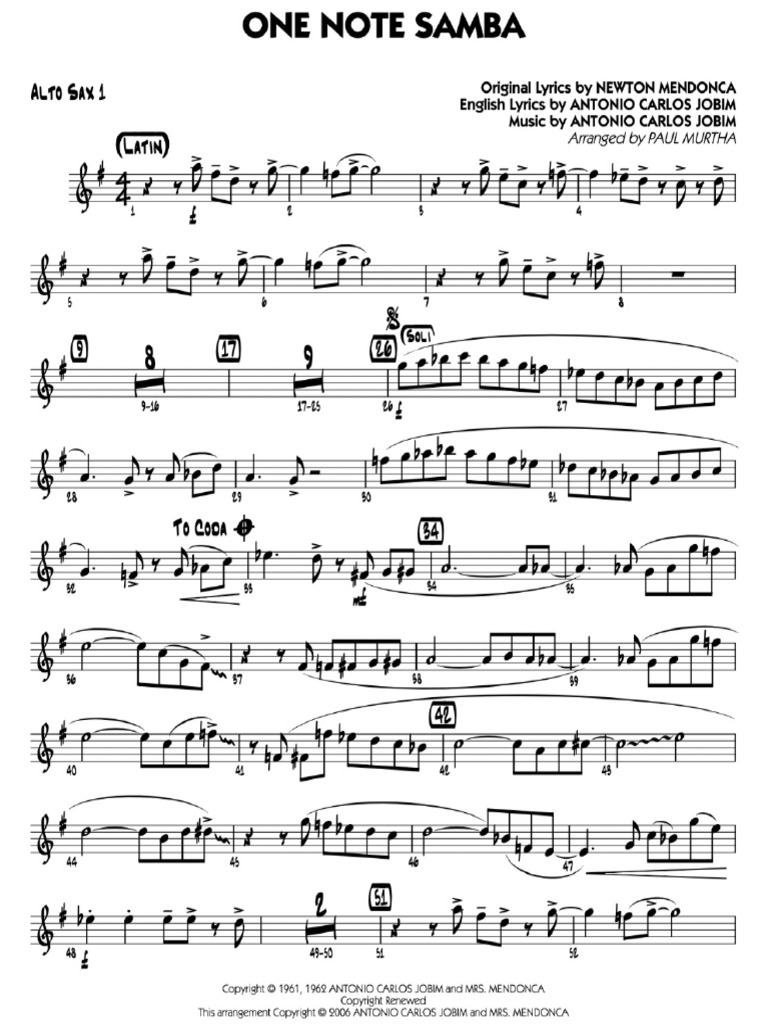 One Note Samba Alto 1 | PDF