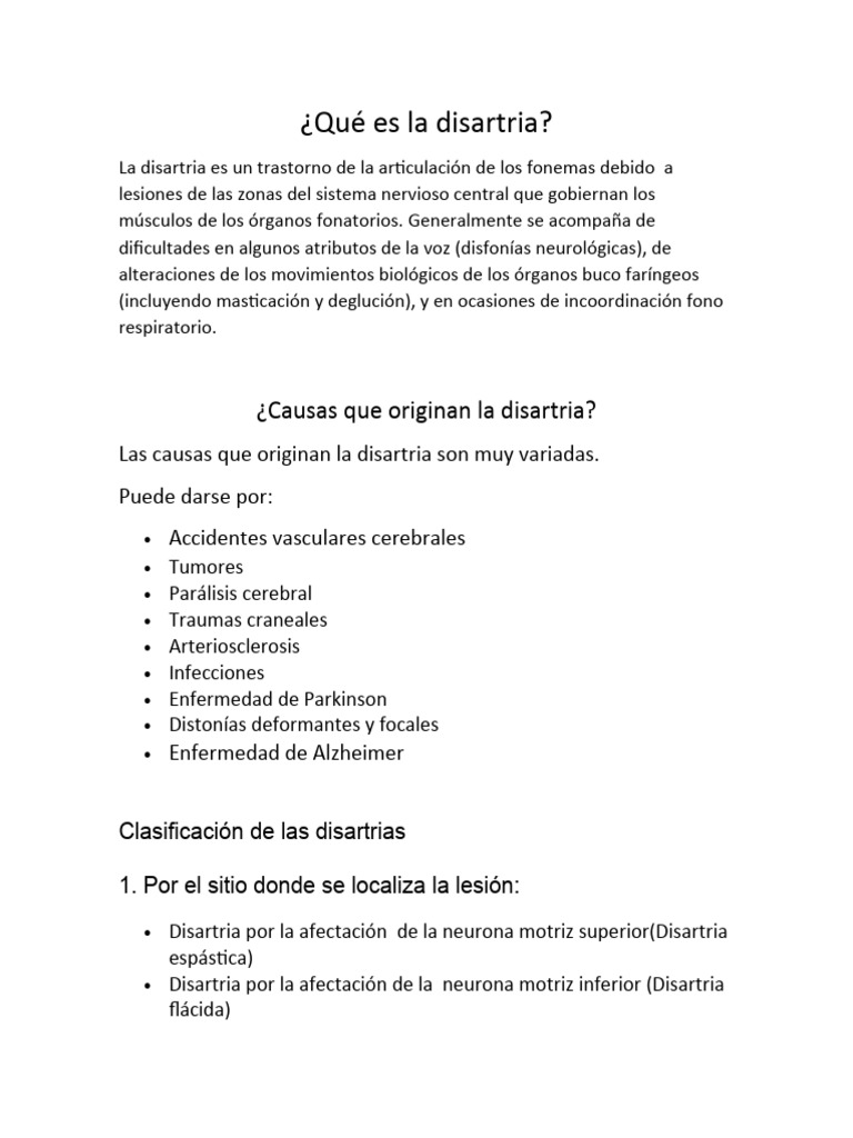 Qué Es La Disartria | PDF