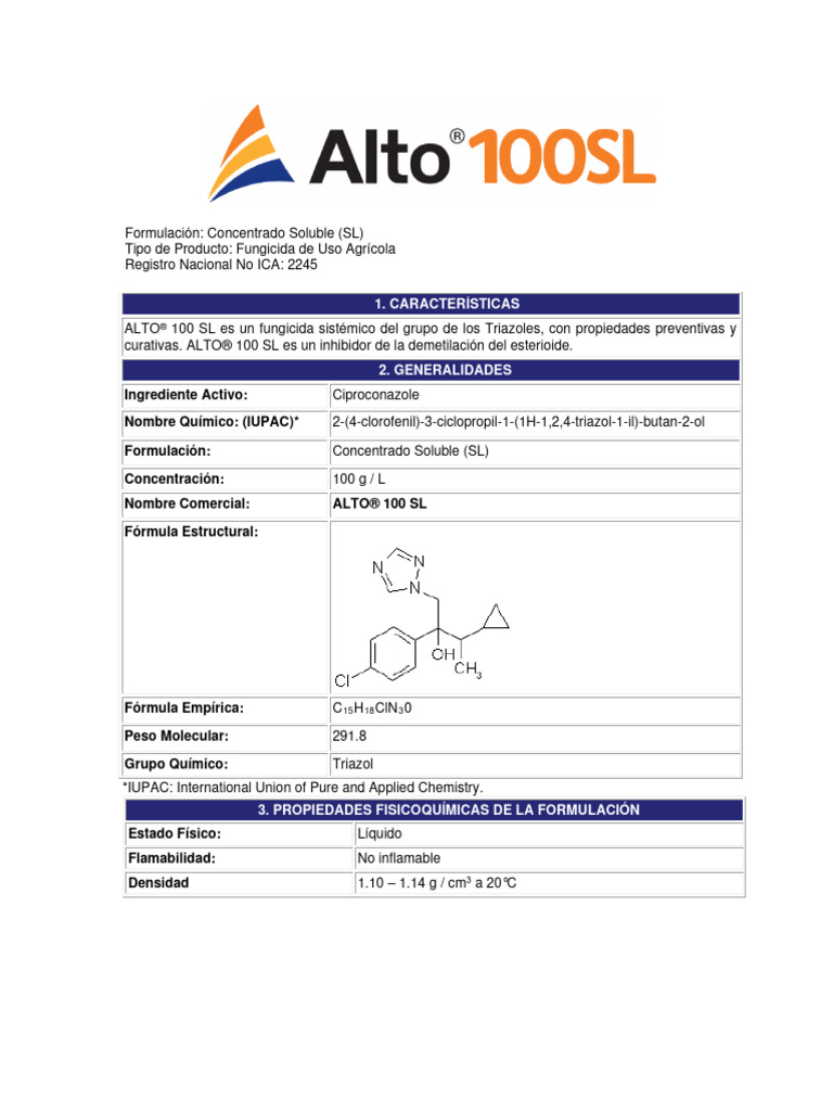 Alto 100 SL Ficha Tecnica 15 Abril 2022 | PDF | Agua | café