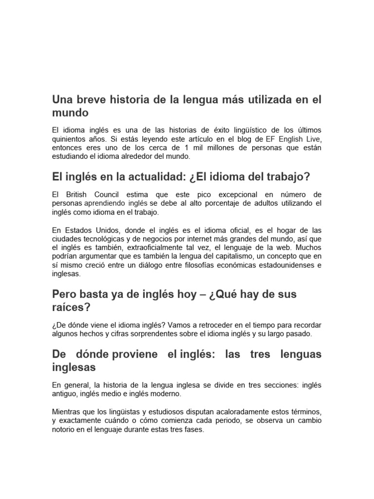 Historia Del Ingles 2 | PDF | Idioma en Inglés | Idiomas