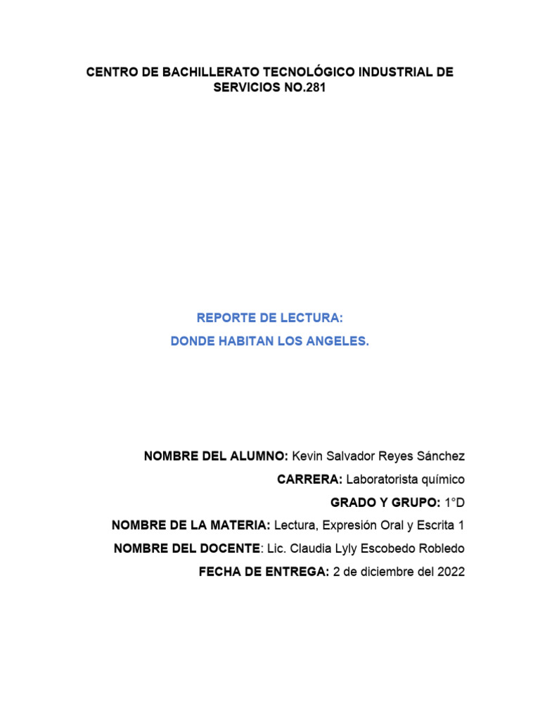 Portada de Reporte de Lectura | PDF