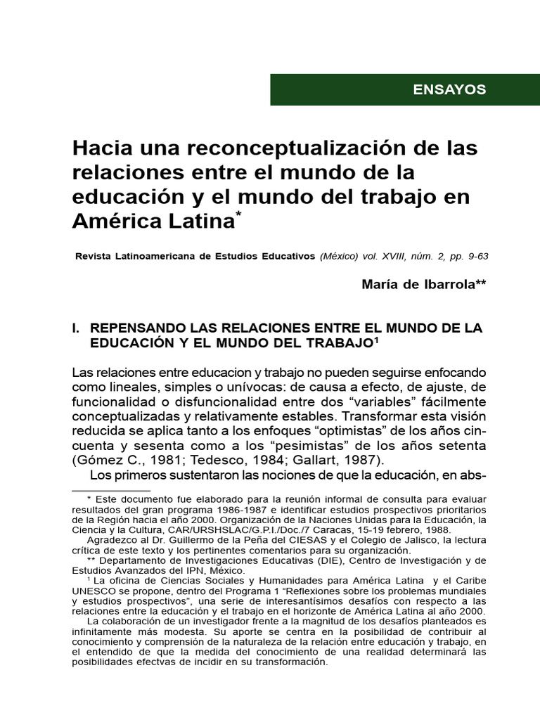 Hacia Una Reconceptualización de Las Relaciones Entre El Mundo de La ...