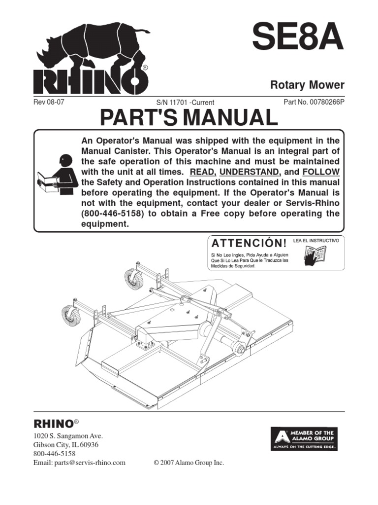 Rhino SE8A | PDF | Tractor | Mechanical Engineering