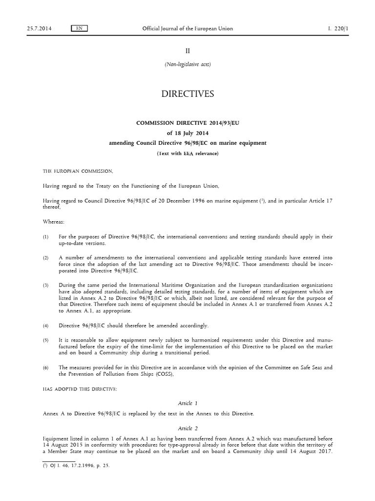 Commission Directive 20140718 | PDF | Directive (European Union ...