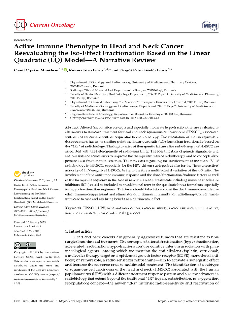 Active Immune FF | PDF | Radiation Therapy | Head And Neck Cancer