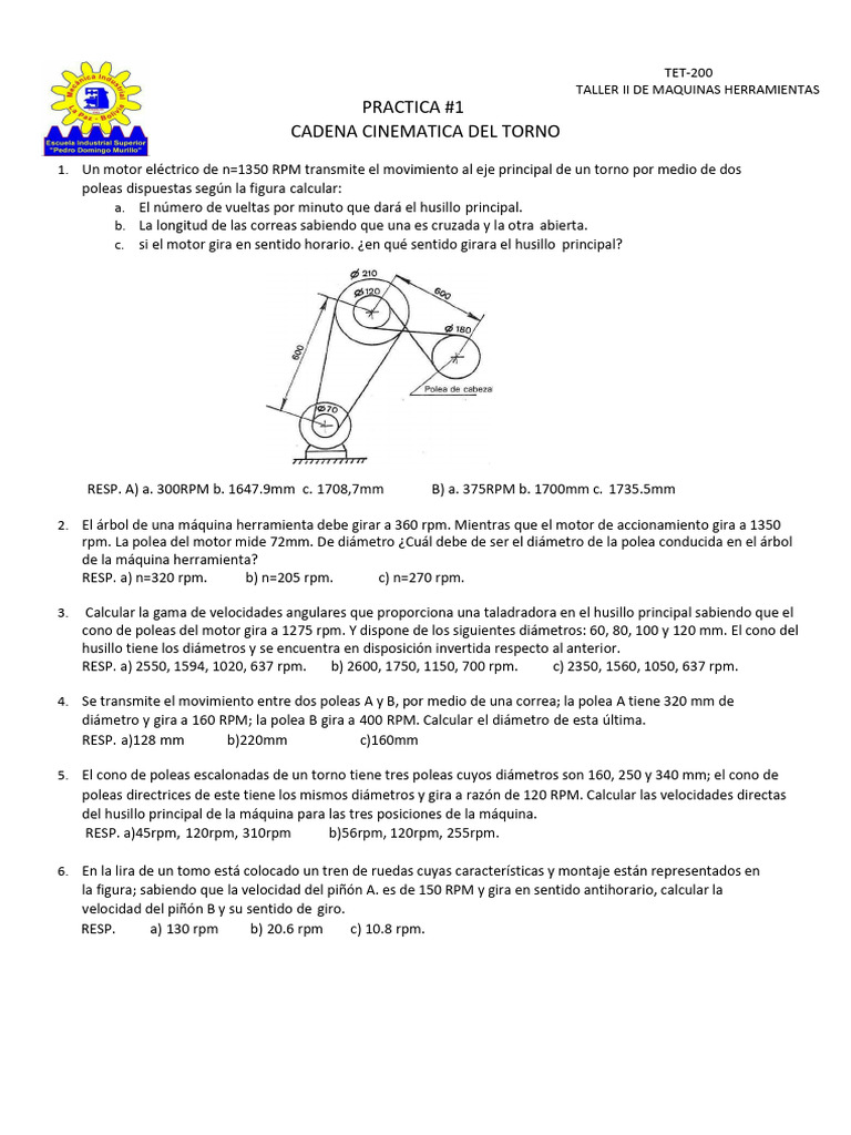 Practica 1 Cadena Cinematica | PDF | Engranaje | Máquinas