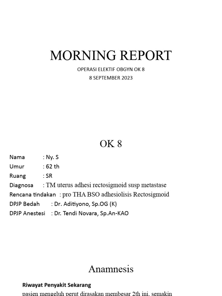 Elective OBGYN Surgery Report | PDF | Medical Specialties | Physiology