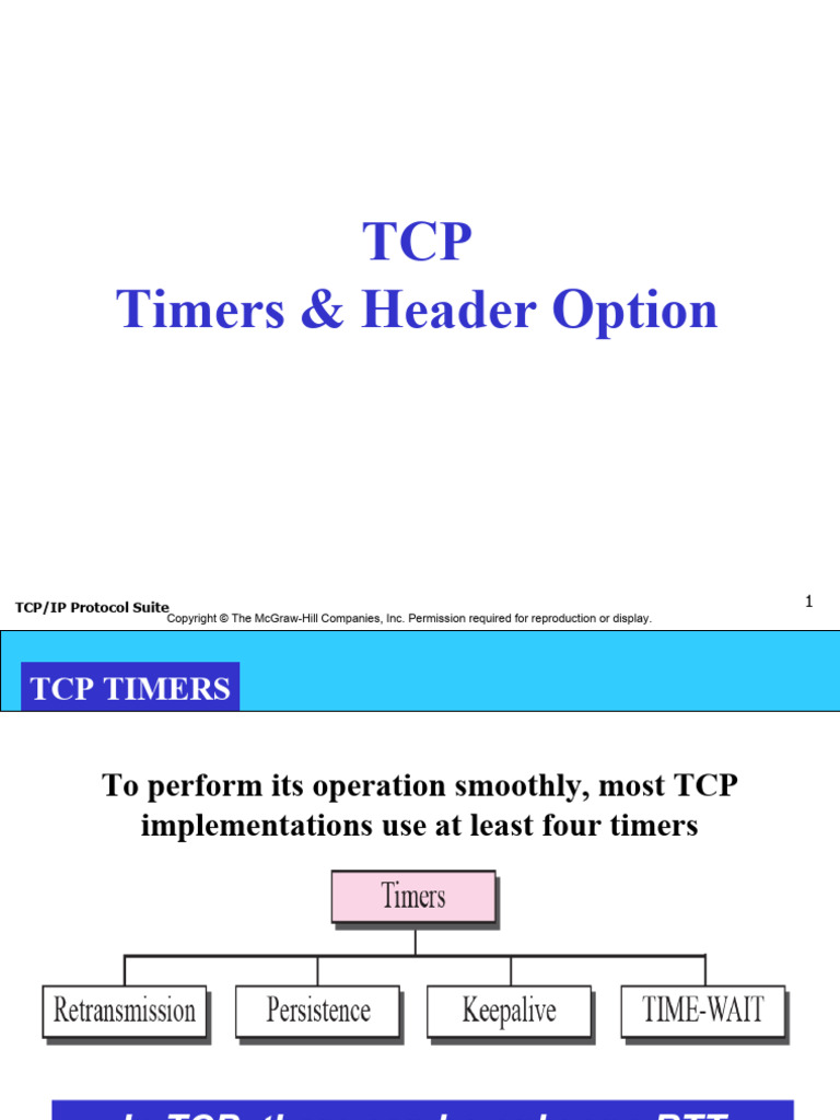 TCP - Part-3 - Timers Header Option | PDF | Transmission Control Protocol | Computer Science