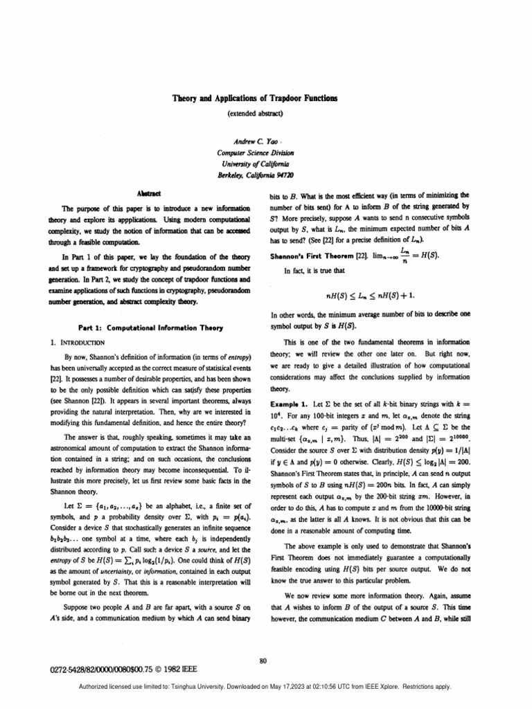 Cryptography & Trapdoor Functions | PDF | Mathematics | Computer Science