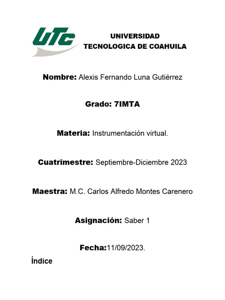 Unidad 1 Saber 1. Intrumentacion Virtual. | PDF | Ingeniería Informática | Desarrollo de software