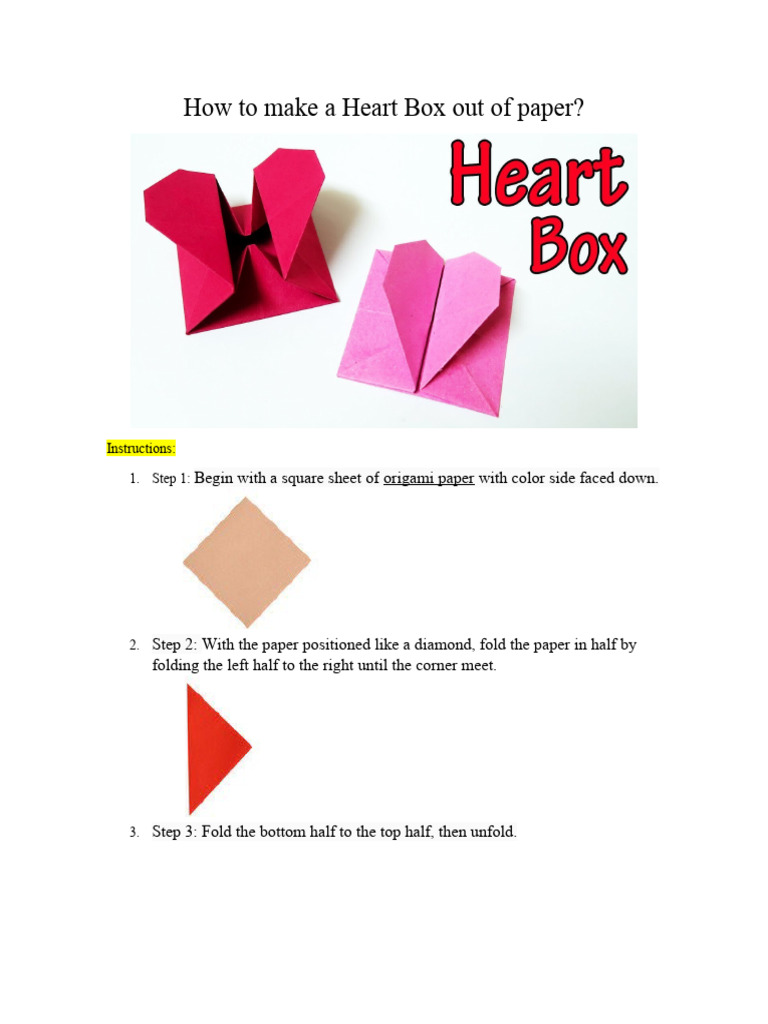 Origami Heart Box Instructions | PDF | Cooking, Food & Wine | Home & Garden