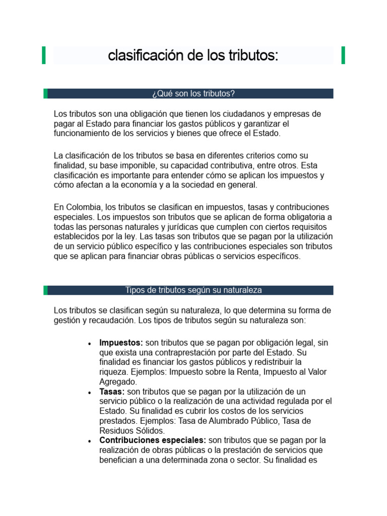 Clasificación de Los Tributos | PDF | Impuestos | Gobierno