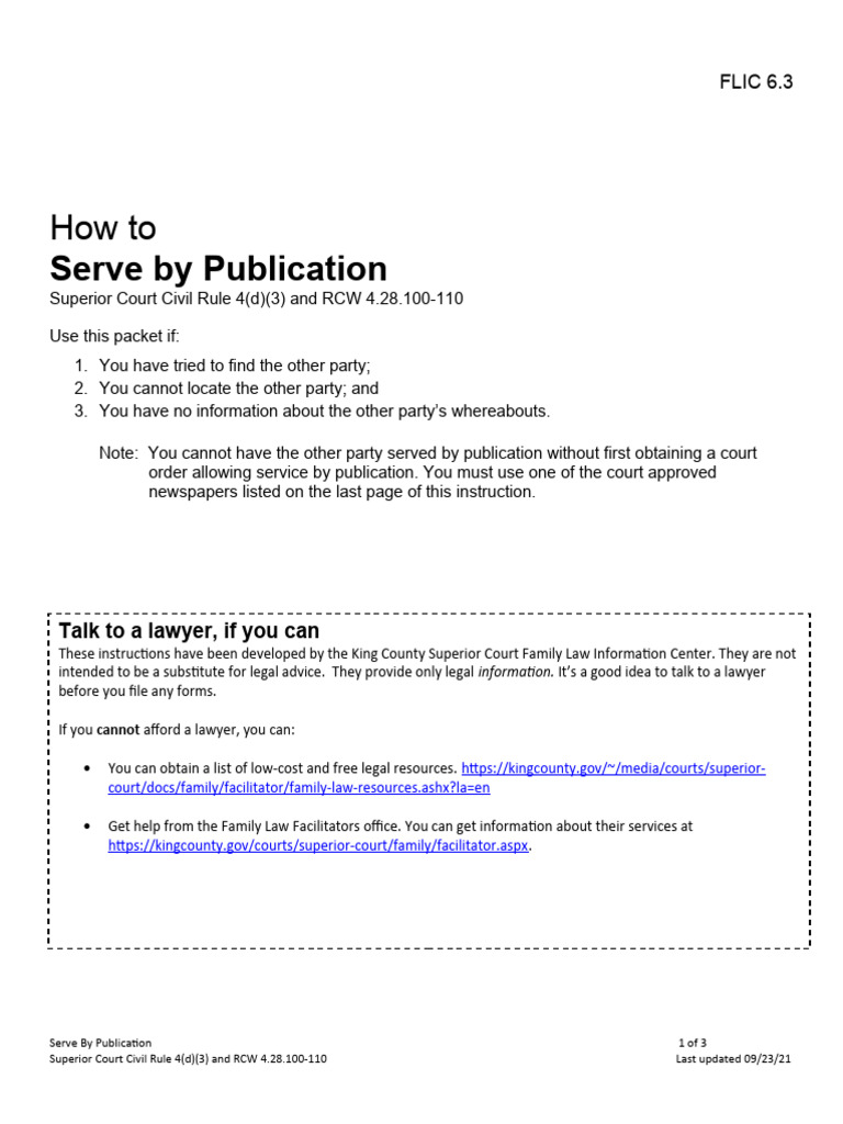 Service by Publication Instructions | PDF | Summons | Ex Parte