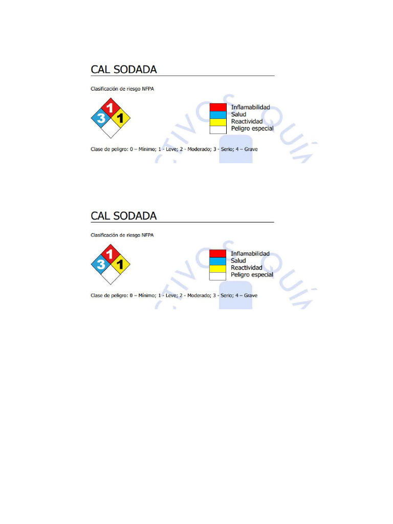 Rombo Nfpa 704 Cal Sodada | PDF