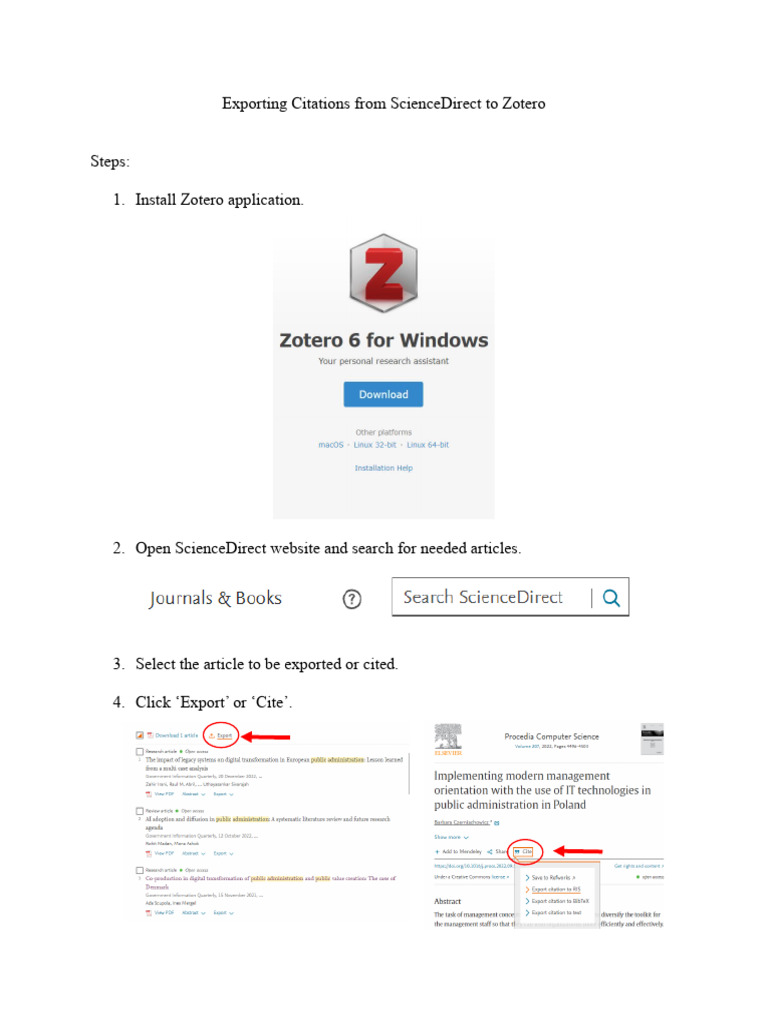 Exporting ScienceDirect Citations to Zotero | PDF
