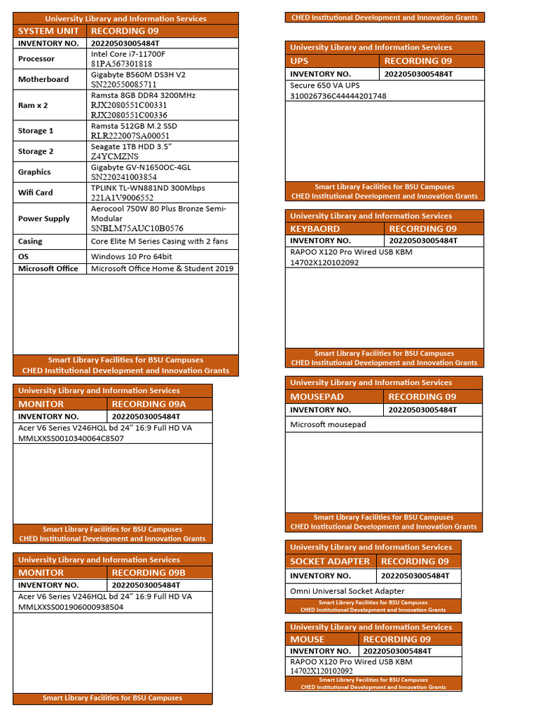 SMART Library Computer Labels Recording | PDF | Solid State Drive ...