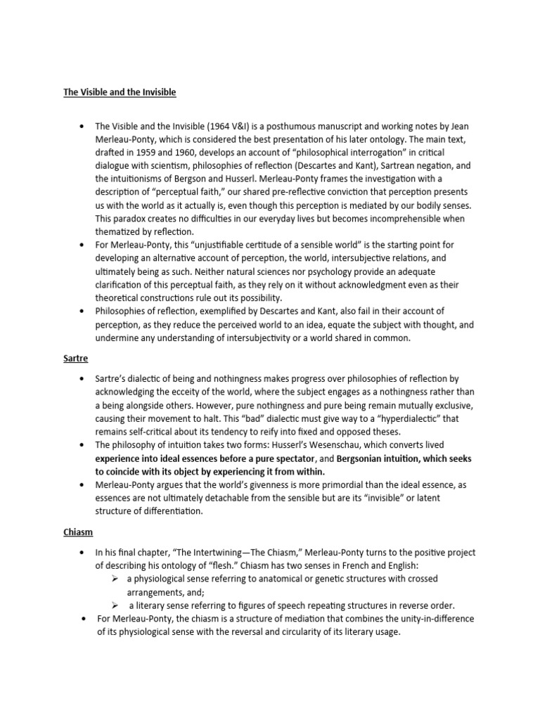 The Visible and The Invisible | PDF | Metaphysics | Philosophical Theories