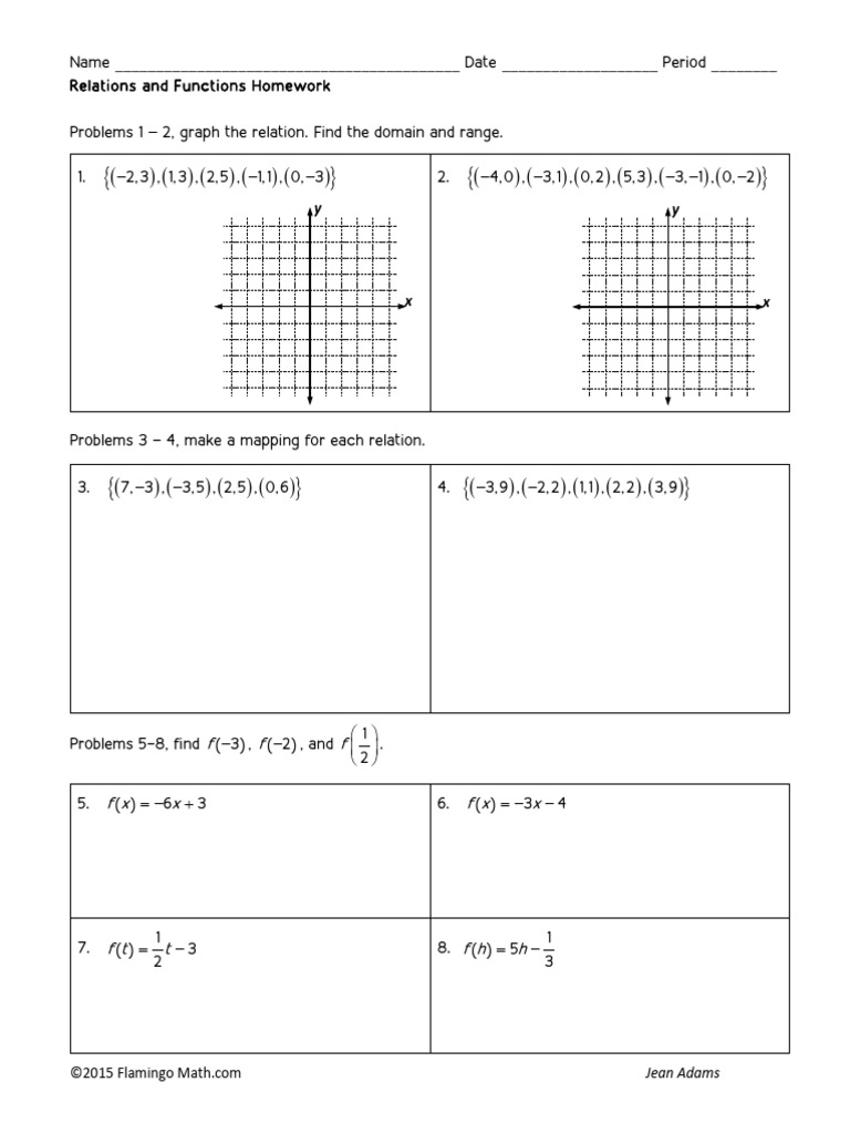 1 Relations - and - Functions HW With Answers | PDF | Area | Function (Mathematics)