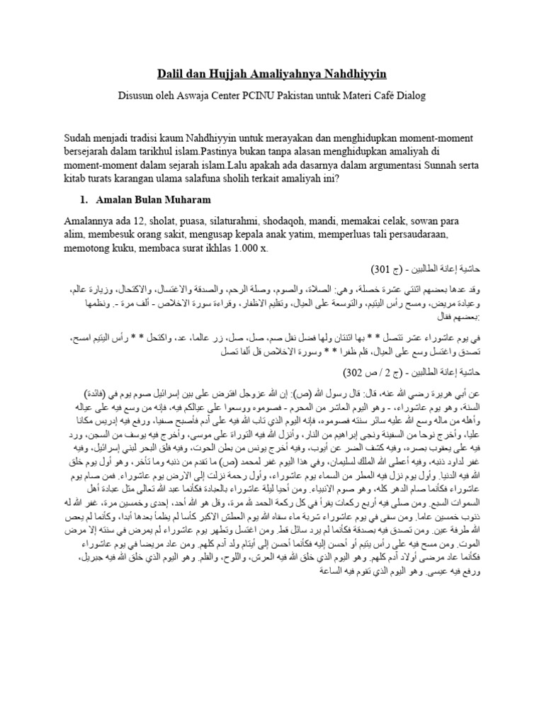Dalil Dan Hujjah Amaliyah NU | PDF