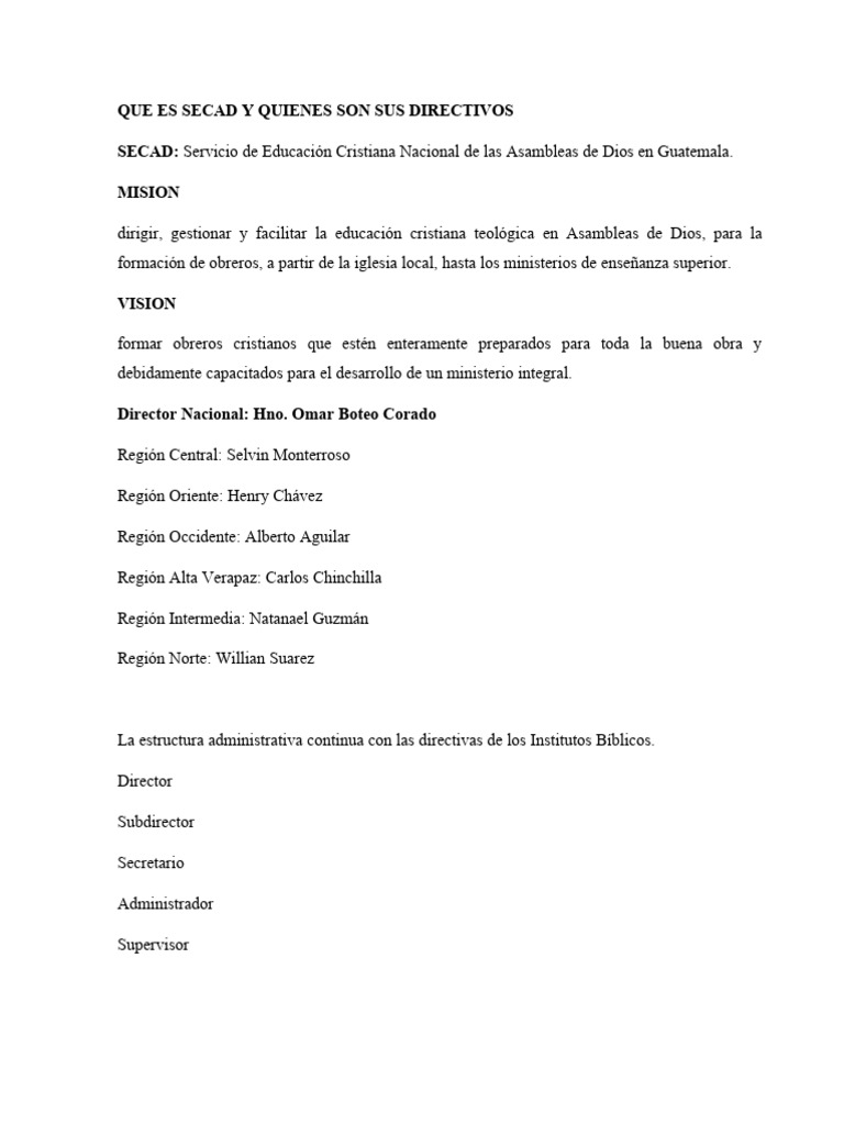 Que Es Secad y Quienes Son Sus Directivos | PDF | Salud y bienestar ...