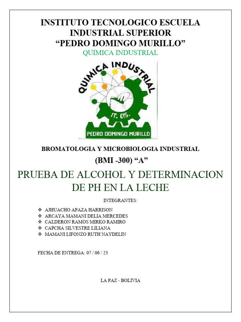 Prueba de Alcohol y pH en Leche | PDF | Leche | Ph