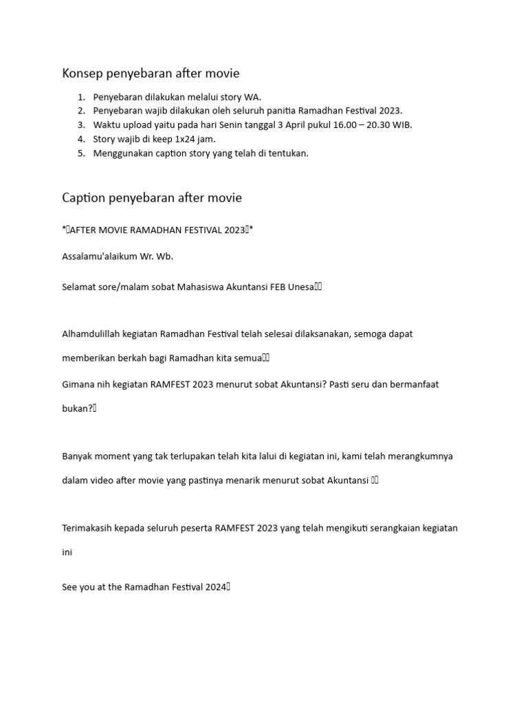 Konsep Penyebaran After Movie + Caption | PDF