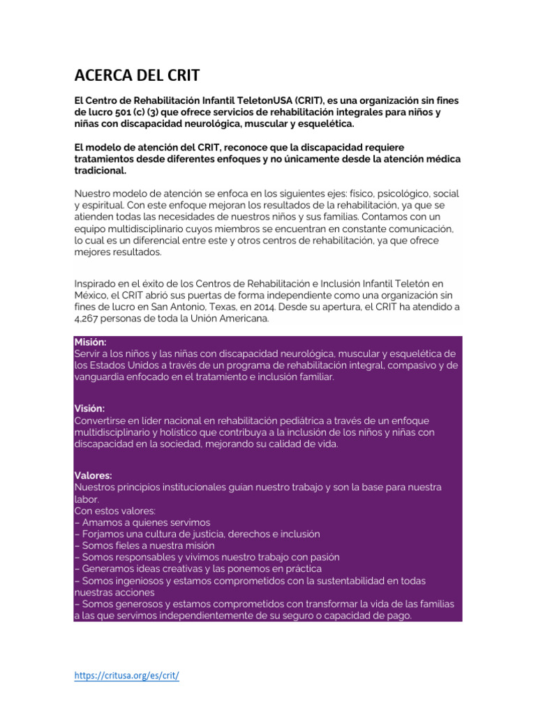 Acerca Del CRIT | PDF