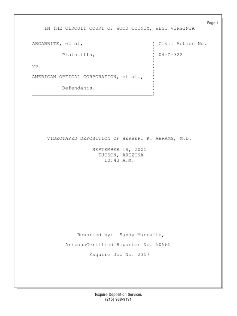 Herbert Abrams Dep Argabrite 091905 | PDF