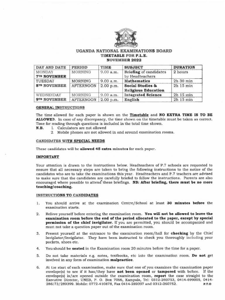 2022-PLE-Timetable[1] | PDF