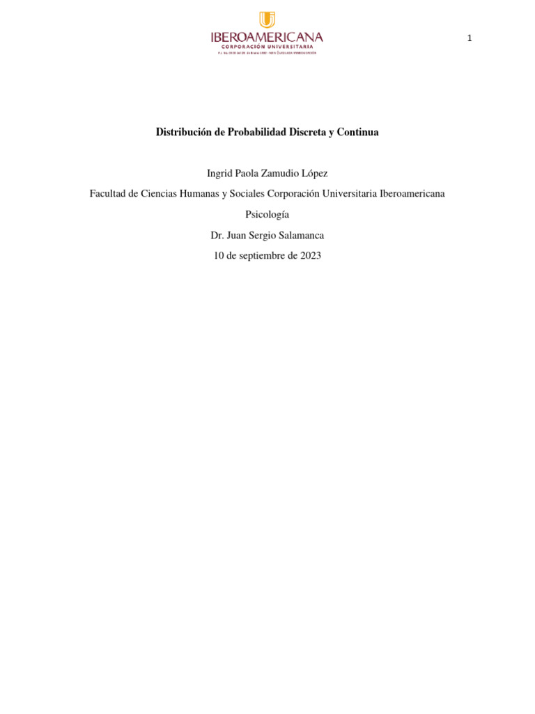 Distribución de Probabilidad Discreta y Continua | PDF | Distribución ...