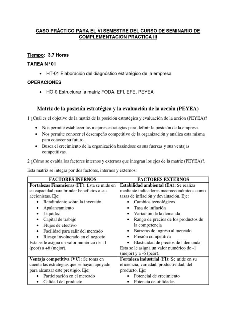Caso práctico-Matriz-Peyea | PDF | Business | Mercado (economía)