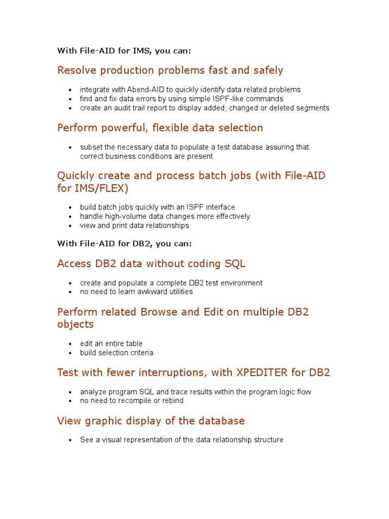 FILE Aid Notes | PDF | Ibm Db2 | Databases