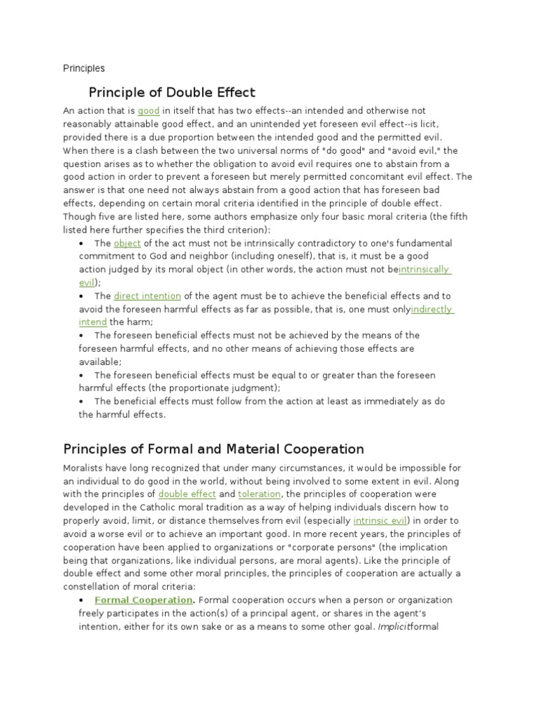 Principle of Double Effect: Principles | PDF | Image Of God | Evil