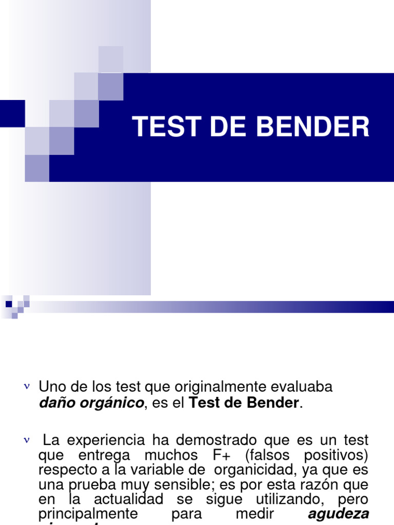 Test de Bender: Evaluación Visomotora | PDF | Percepción | Procesos ...