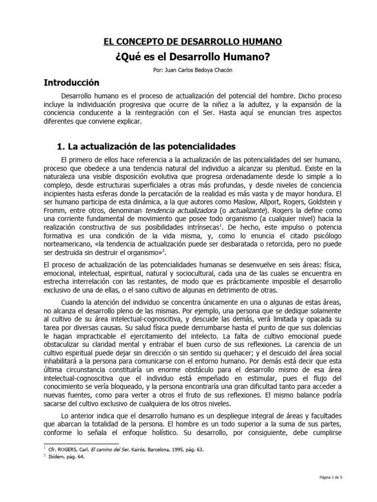 Concepto de Desarrollo Humano | PDF | Mente | Yo