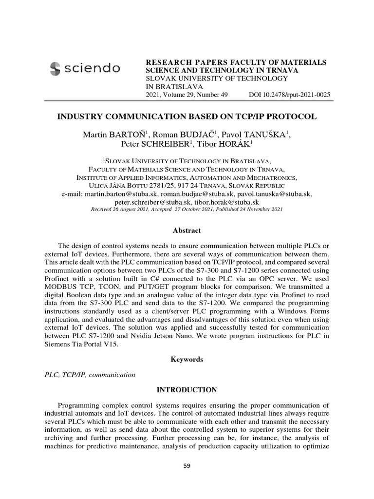 10.2478 - Rput 2021 0025 | PDF | Programmable Logic Controller ...