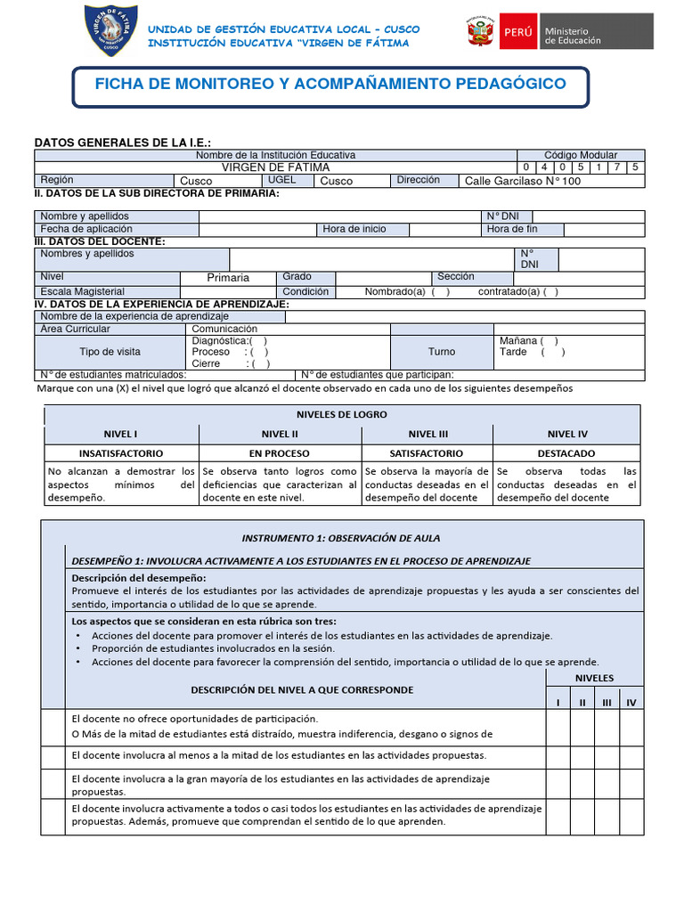 3 Ficha de Monitoreo 2023 Modificado | Descargar gratis PDF | Evaluación | Aprendizaje