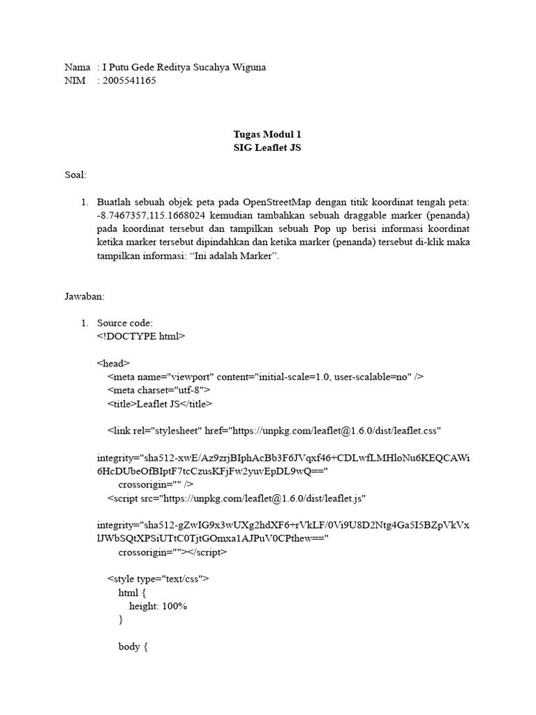 Laporan SIG - Mod1 - LeafletJS | PDF