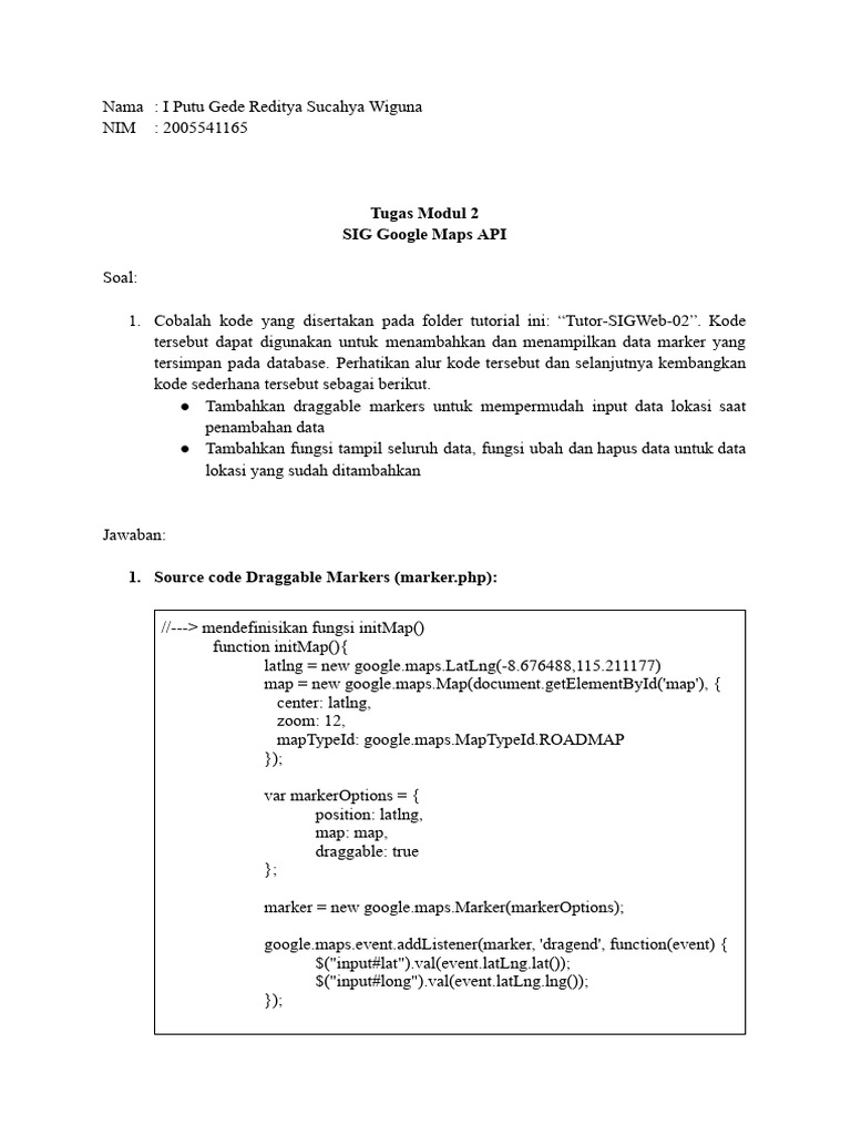 Laporan SIG - Mod2 - GoogleMapsAPI | PDF