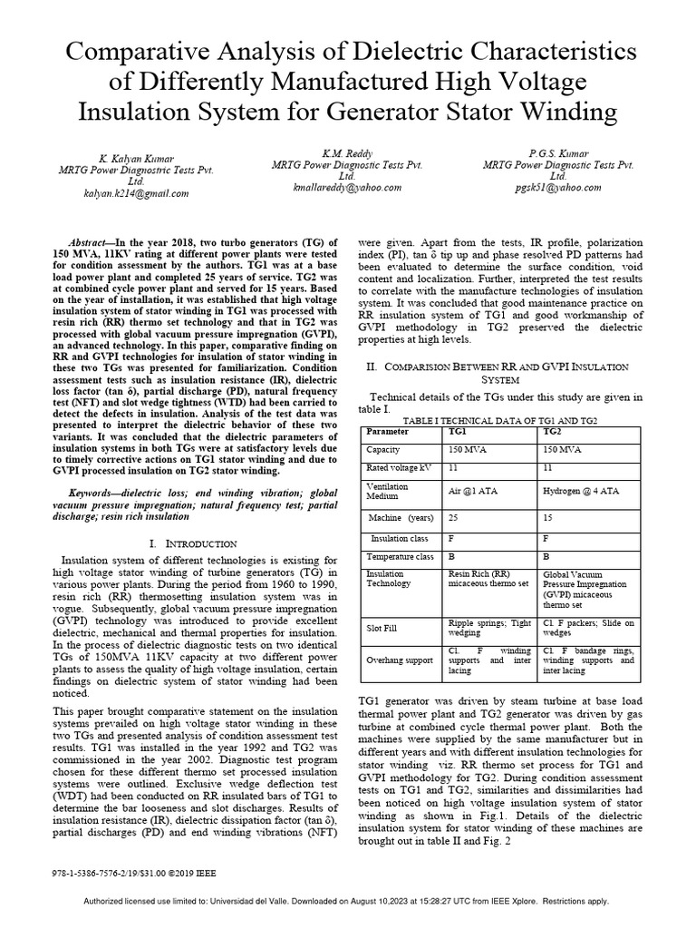 1-Comparative Analysis of Dielectric Characteristics of Differently Manufactured High Voltage ...