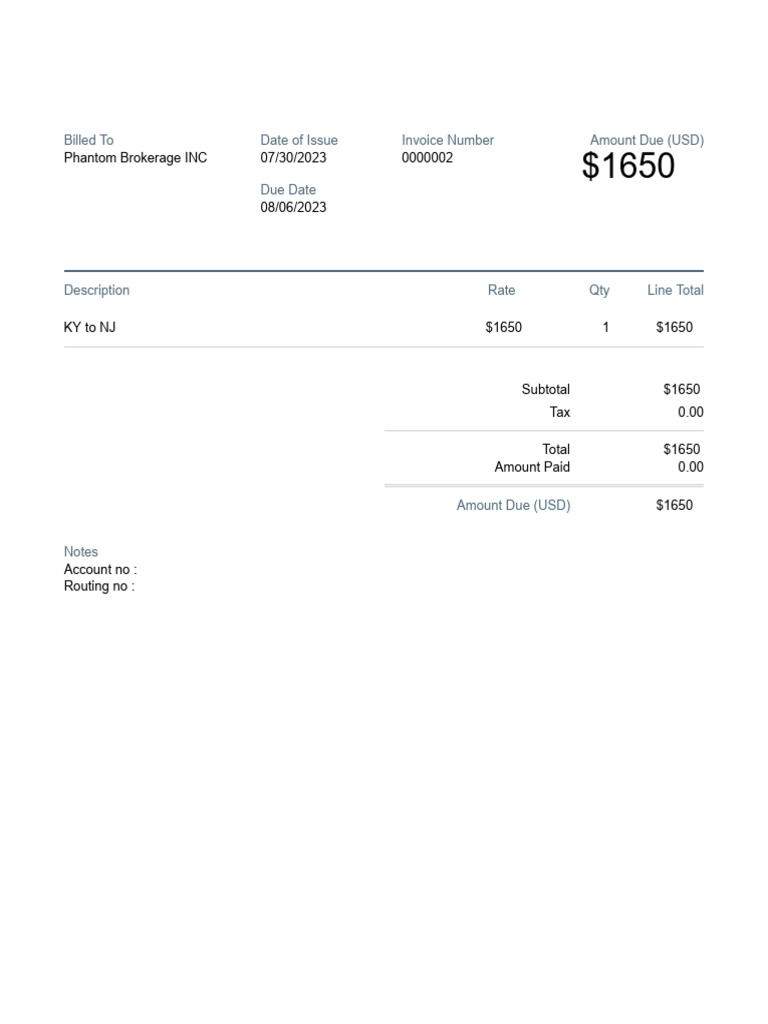 Freight Broker Invoice Template | PDF | Finance & Money Management