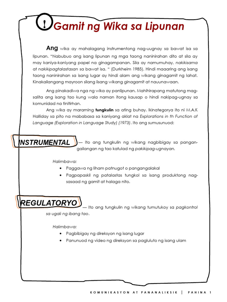 Gamit NG Wika Sa Lipunan | PDF