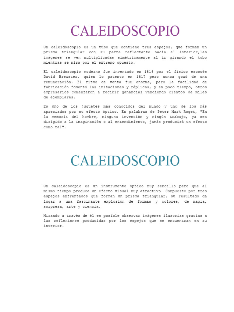 Historia y Magia del Caleidoscopio | PDF