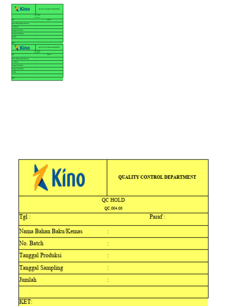 Laporan Status Quality Control Produk | PDF