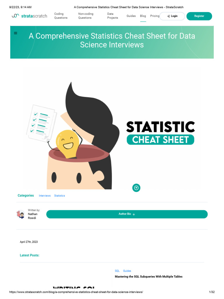 A Comprehensive Statistics Cheat Sheet For Data Science Interviews ... A Comprehensive Statistics Cheat Sheet For Data Science Interviews ...