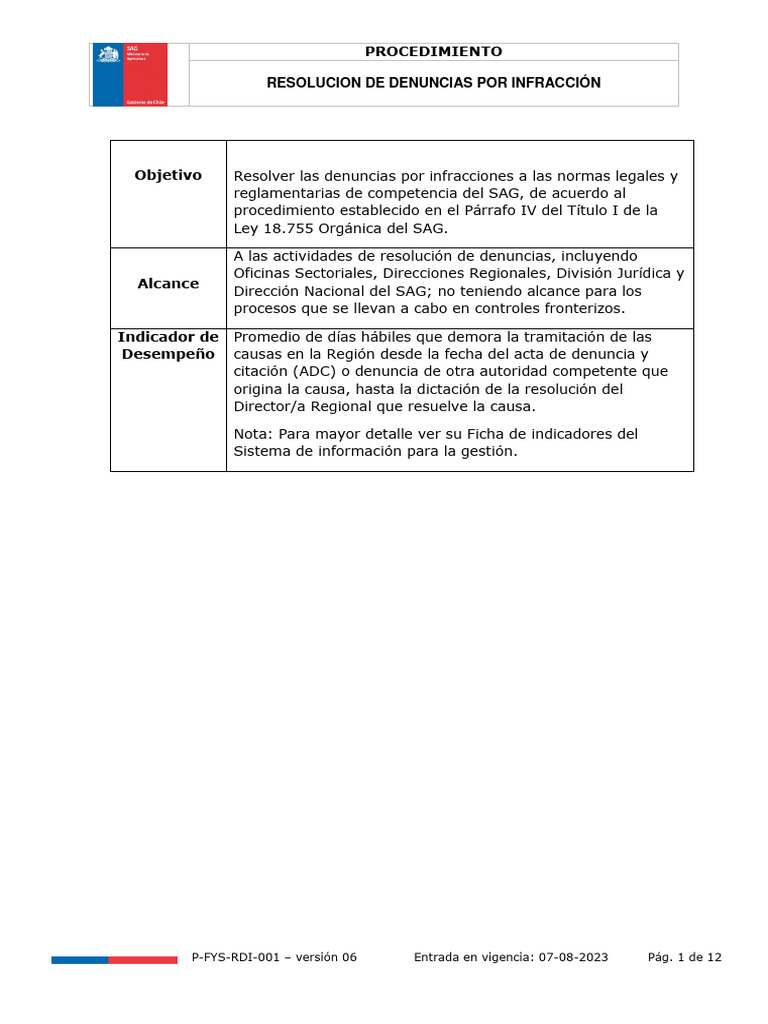 P FYS RDI 001 06 P FYS RDI 001 Procedimiento de Resolucion de Denuncias ...