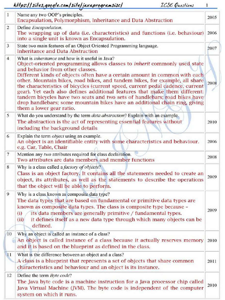 Java Icse QN | PDF Java Icse QN | PDF